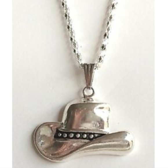 Jewelry | Silver Cowgirl Hat Necklace Cowboy Country Western | Poshmark